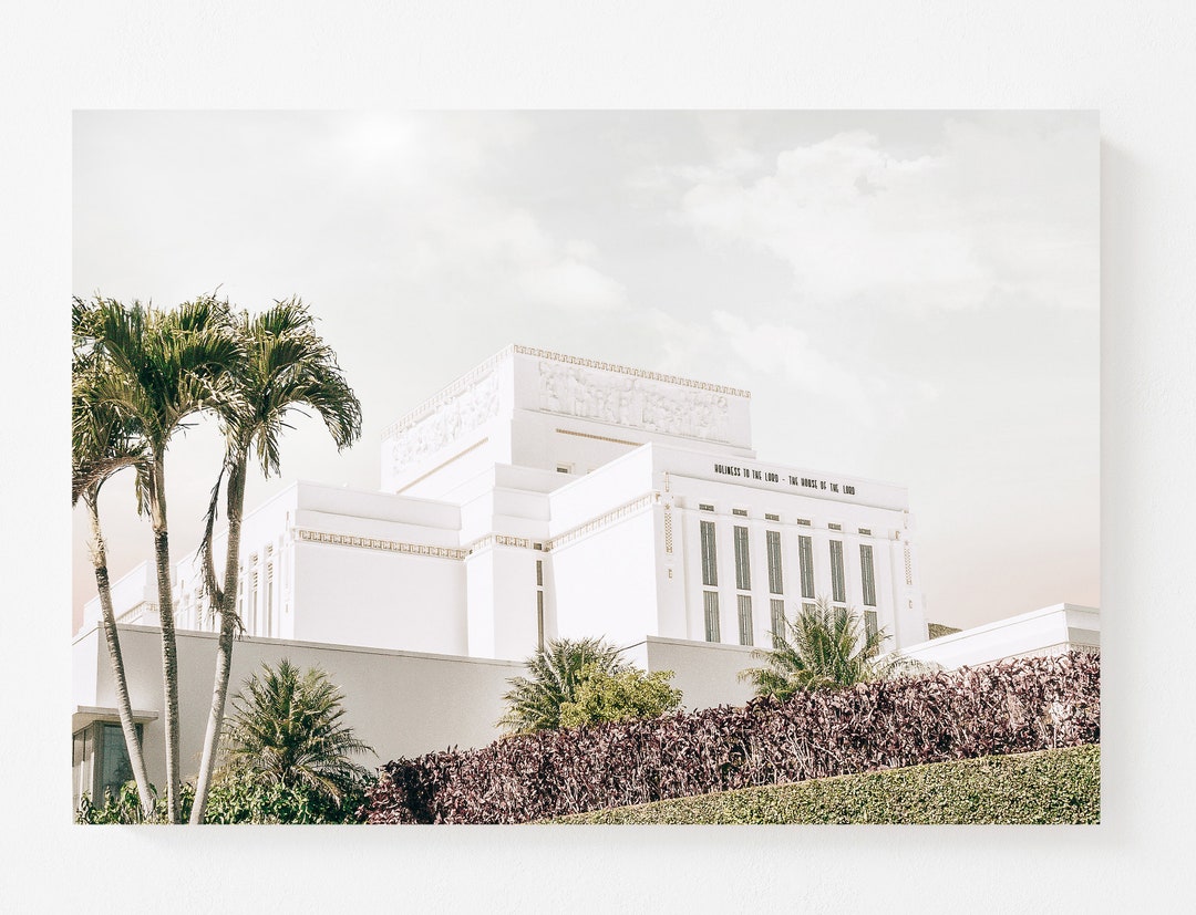 Laie Hawaii, LDS Temple | Digital Image, White Artistic Finish | Lds ...