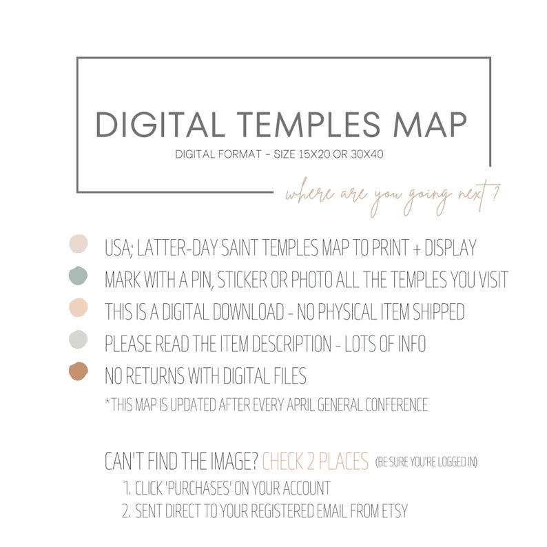 LDS Temples Map Digital Download USA Temples Utah LDS - Etsy