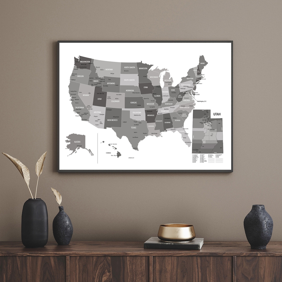 LDS Temples Map, Digital Download, USA Temples, Utah LDS Temples ...