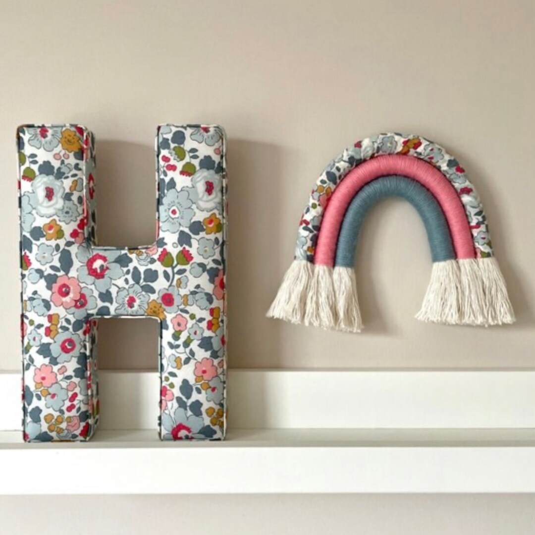 Fabric Letter & Macrame Rainbow Set - Nursery Decor - Liberty Betsy ...