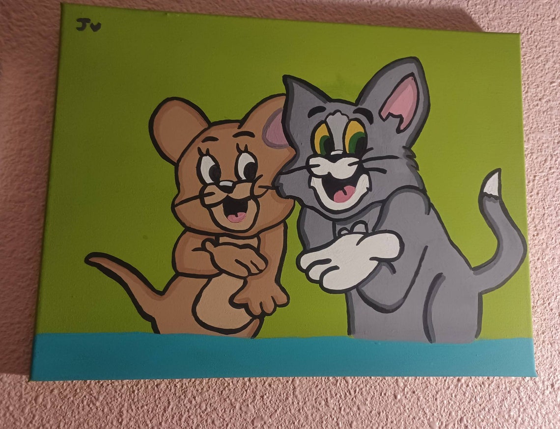 Tom & Jerry Painting, 14x11 Canvas Wall Art,nursery Decor, Wall Decor ...