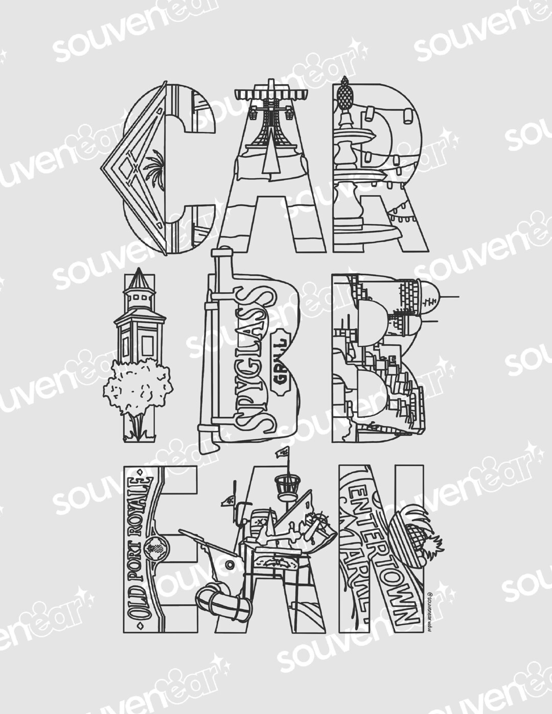 Caribbean Beach Coloring Sheet - Etsy