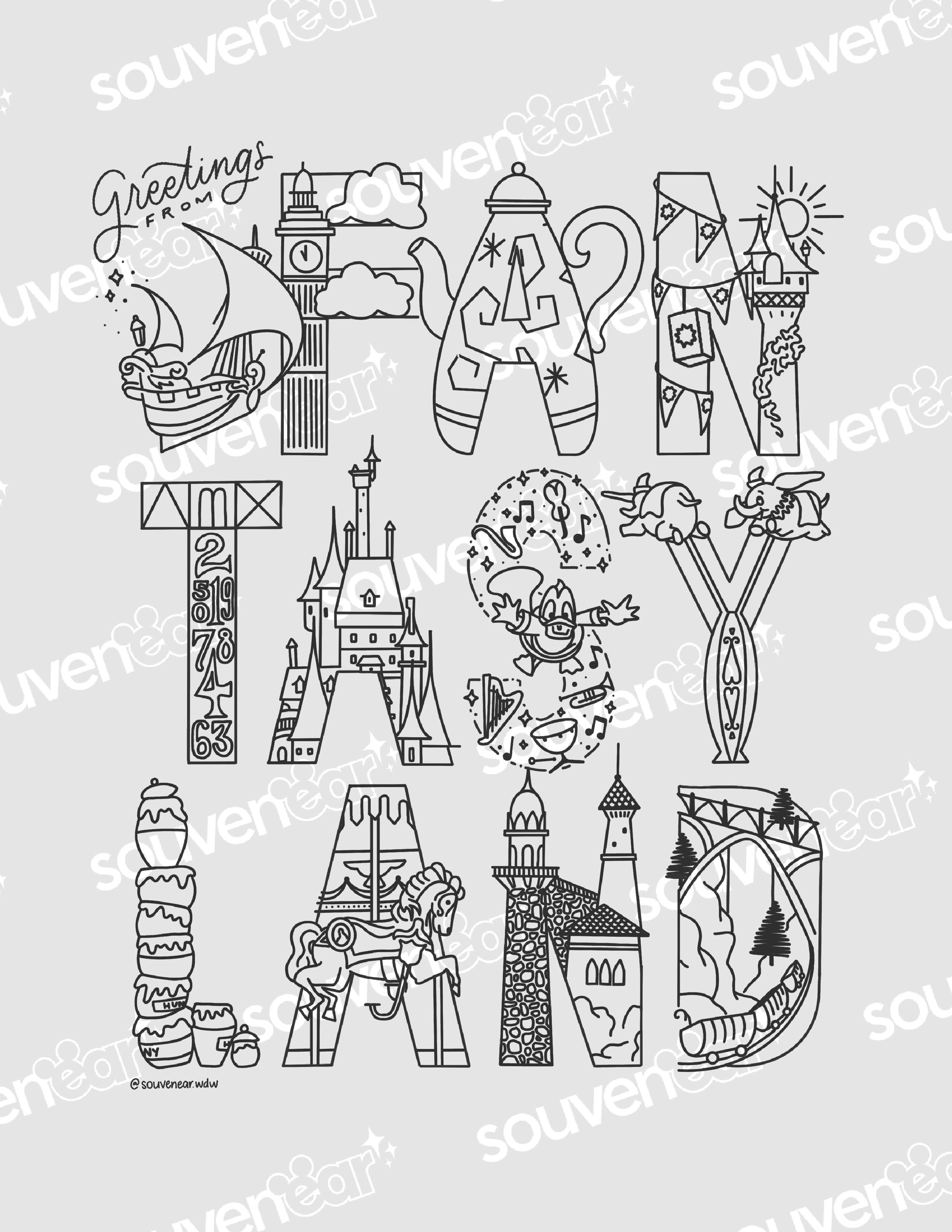 Magic Kingdom Coloring Sheet Collection - Etsy