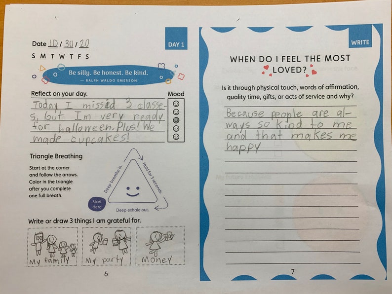 5 Minute Growth Mindset SEL Journal for Kids, Day Reflection, Emotional ...