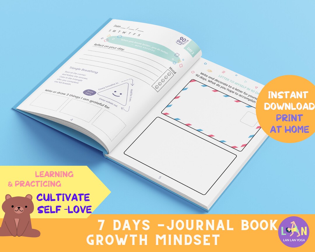 5 Minute Growth Mindset SEL Journal for Kids, Day Reflection, Emotional ...