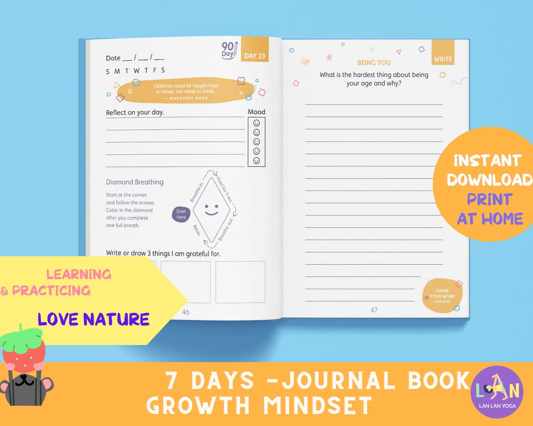 5 Minute Growth Mindset SEL Journal for Kids Love Nature, Practice ...