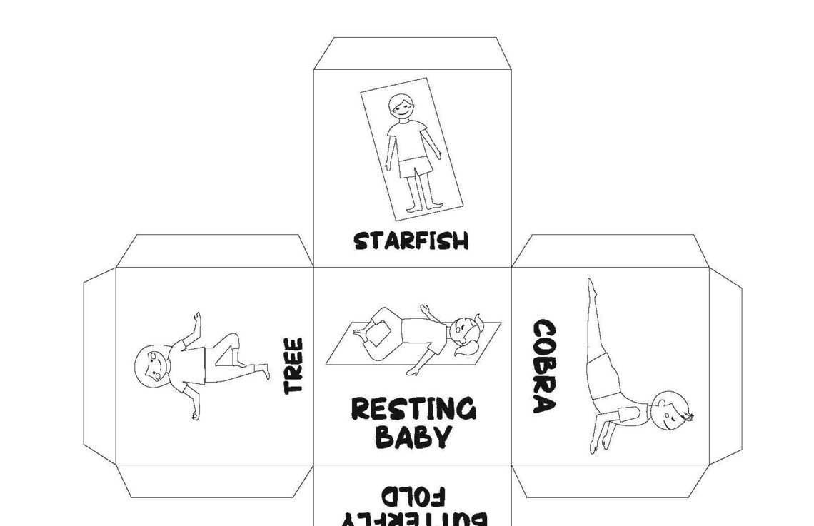 DIY Yoga Dice Coloring Pages for Kids, Party Games, Brain Break ...