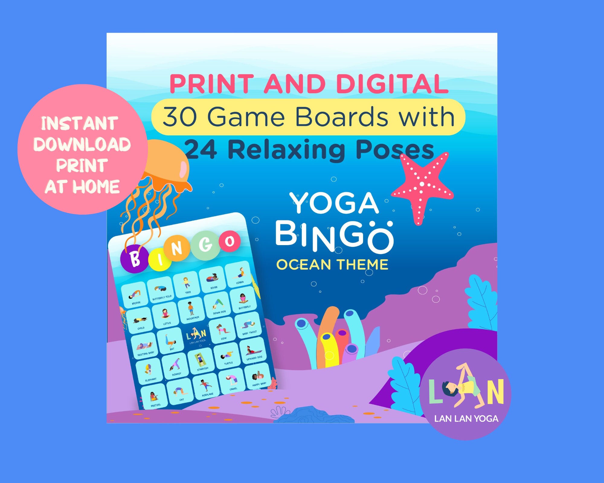 Yoga Bingo Game Printable Kids Yoga Social Emotional Learning Digital ...