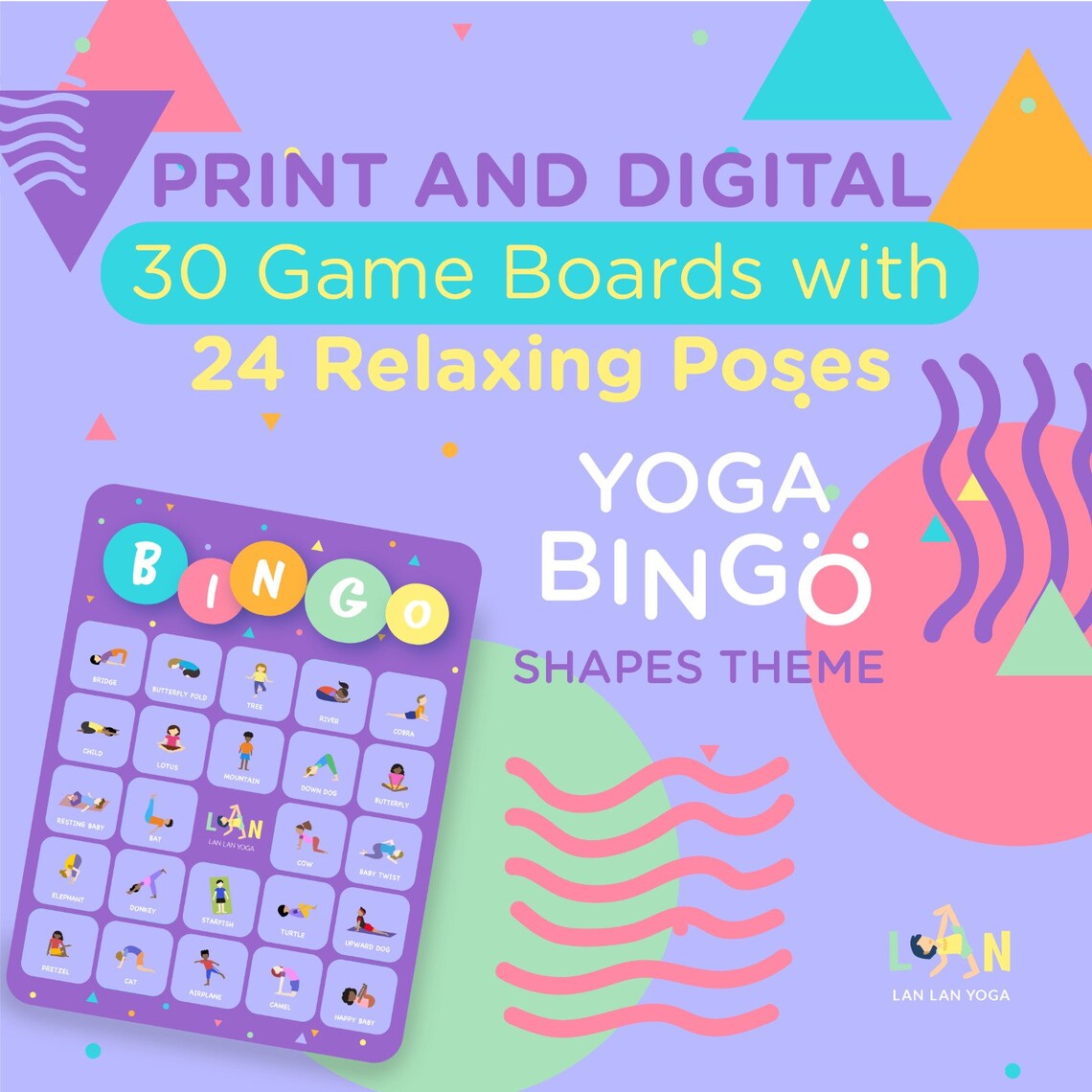 Yoga Bingo Game Printable Kids Yoga Social Emotional Learning Digital ...