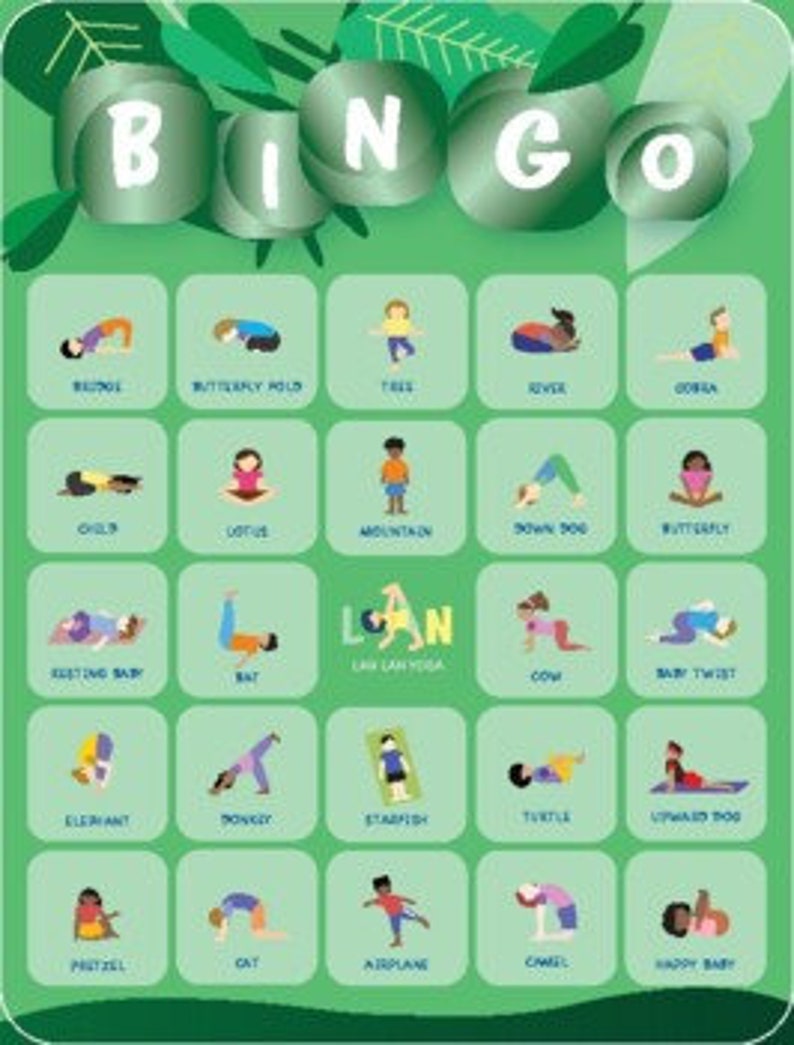 Yoga Bingo Game Printable Kids Yoga Social Emotional Learning Digital ...