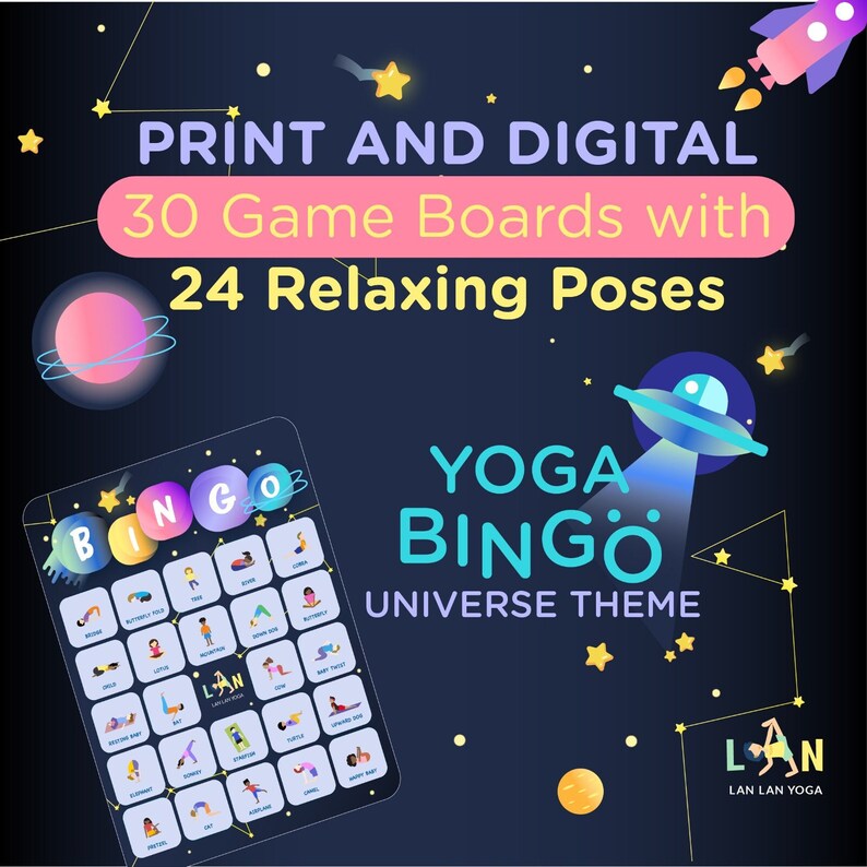 Yoga Bingo Game Printable Kids Yoga Social Emotional Learning Digital ...