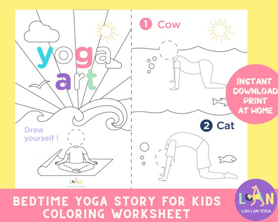 Bedtime Yoga Coloring Pages for Kids Kids Party Games - Etsy