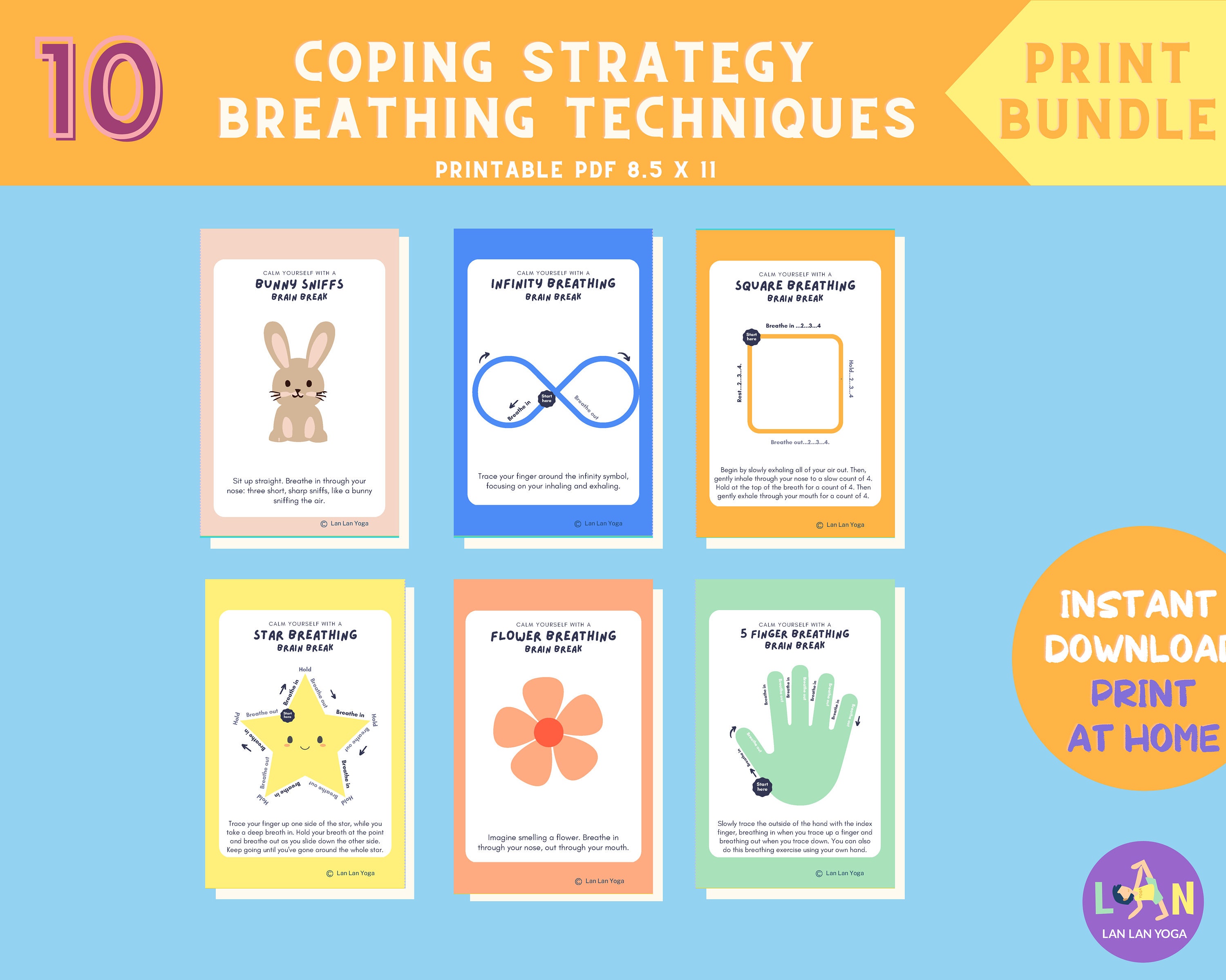 Brain Break Breathing Cards for Kids Learn by Play Emotion Wellbeing ...