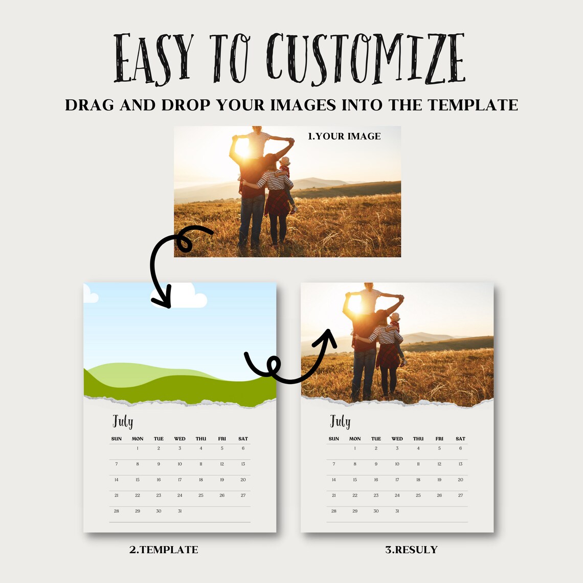 2024 Calendar Template With Photos Easy to Edit Canva Templates ...