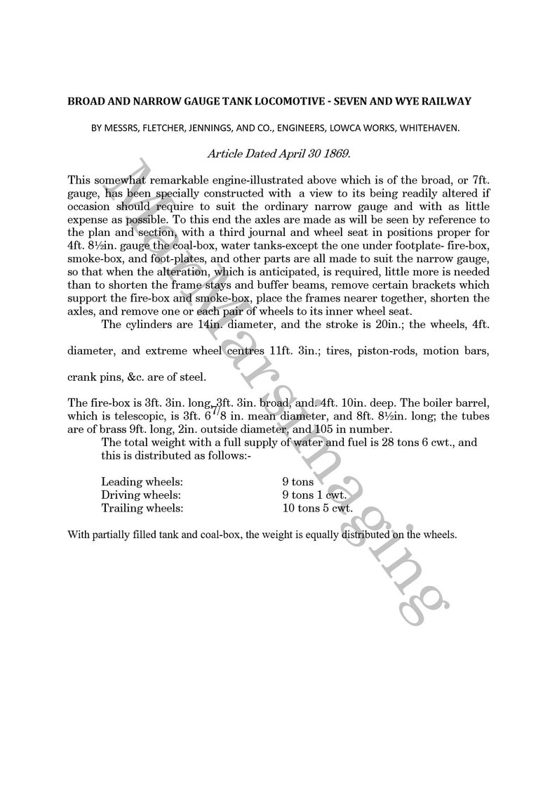 Broad and Narrow Gauge Tank Locomotive. Severn and Wye Railway. Messrs ...