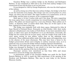 Stockton and Darlington Railway 1823 Very Early Cast Iron Bridge Over ...