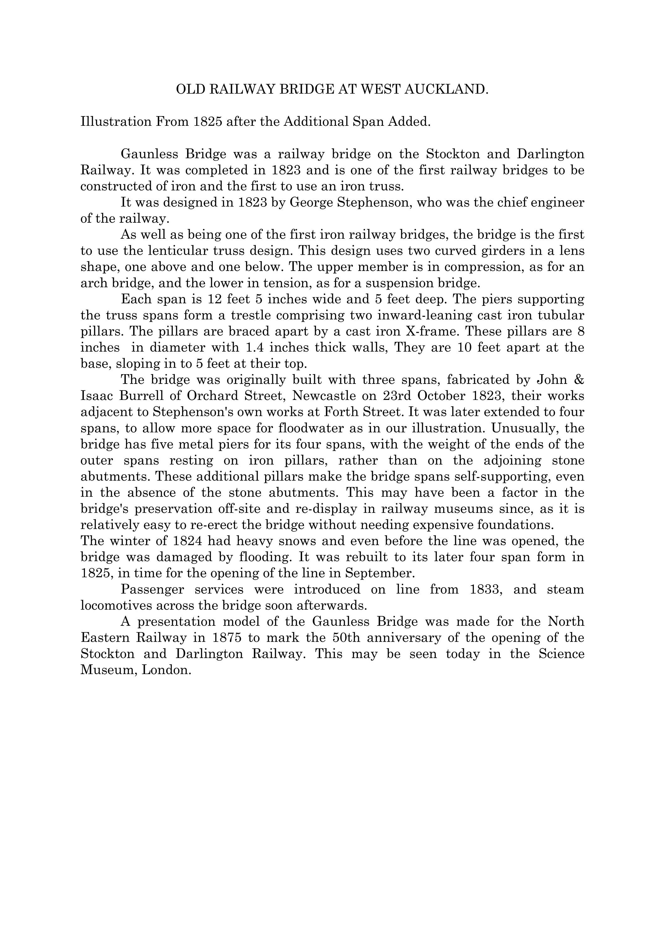 Stockton and Darlington Railway 1823 Very Early Cast Iron Bridge Over ...