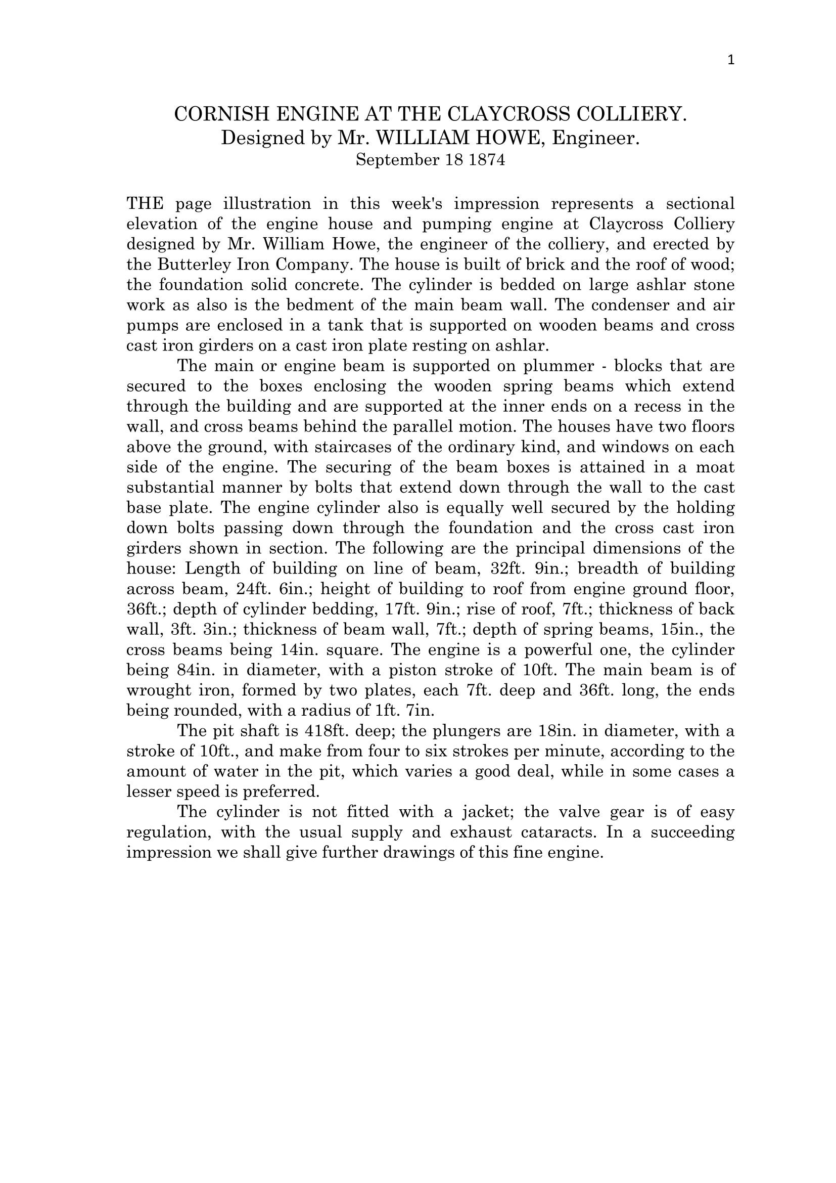 Cornish Pumping Engine at Claycross Colliery Diseñado por el Sr ...