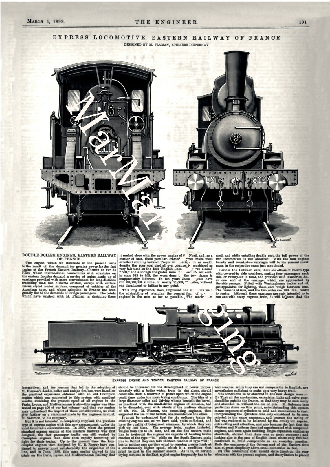 Double Boiler Engines, Express Locomotive Eastern Railways of France M ...