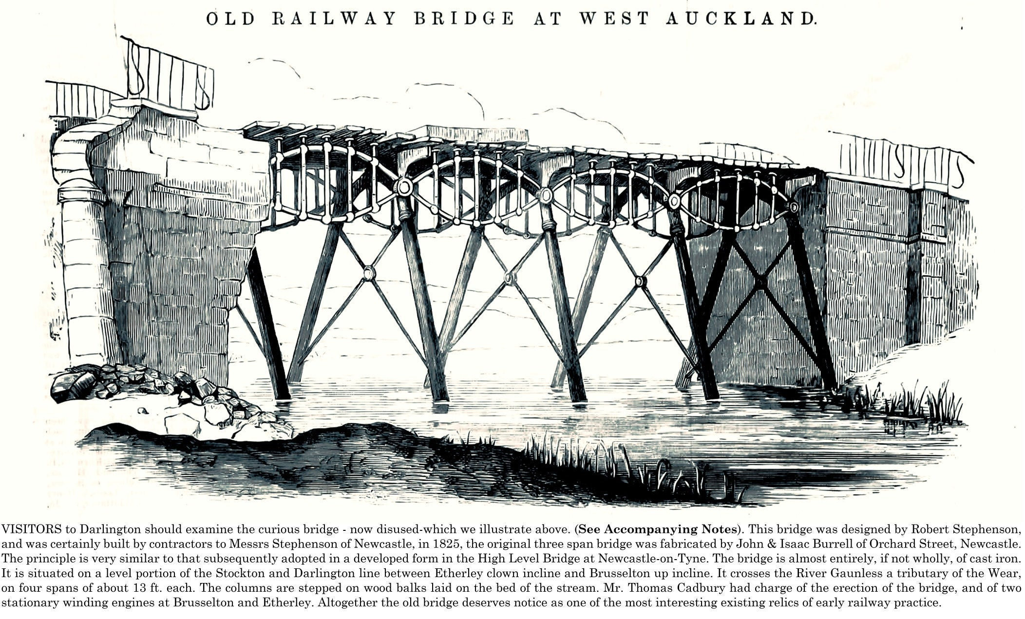 Stockton and Darlington Railway 1823 Very Early Cast Iron Bridge Over ...