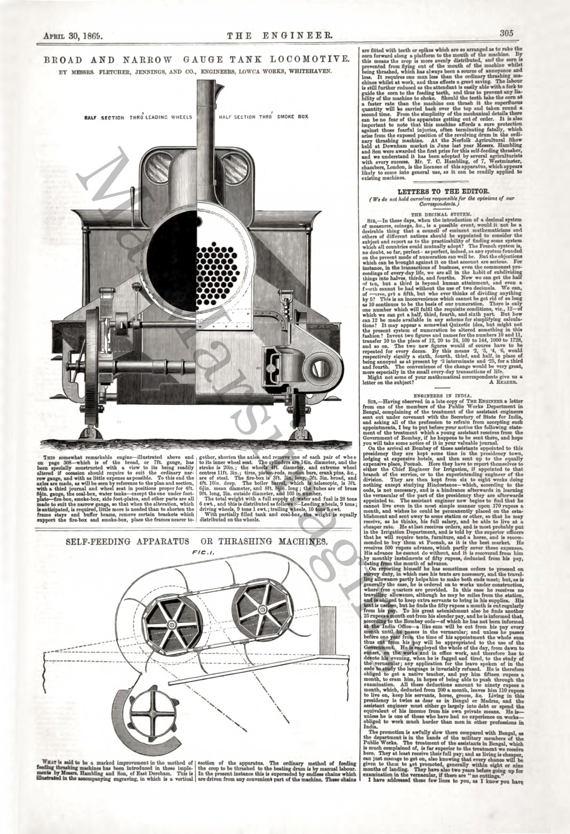 Broad and Narrow Gauge Tank Locomotive. Severn and Wye Railway. Messrs ...