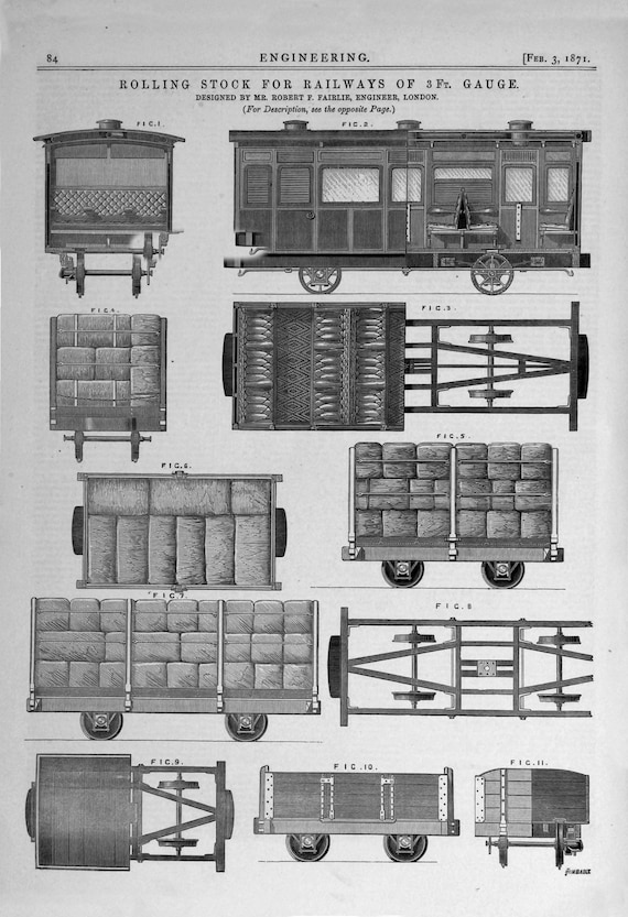 1871 Print of Rolling Stock for Railways of 3ft. Gauge Robert - Etsy