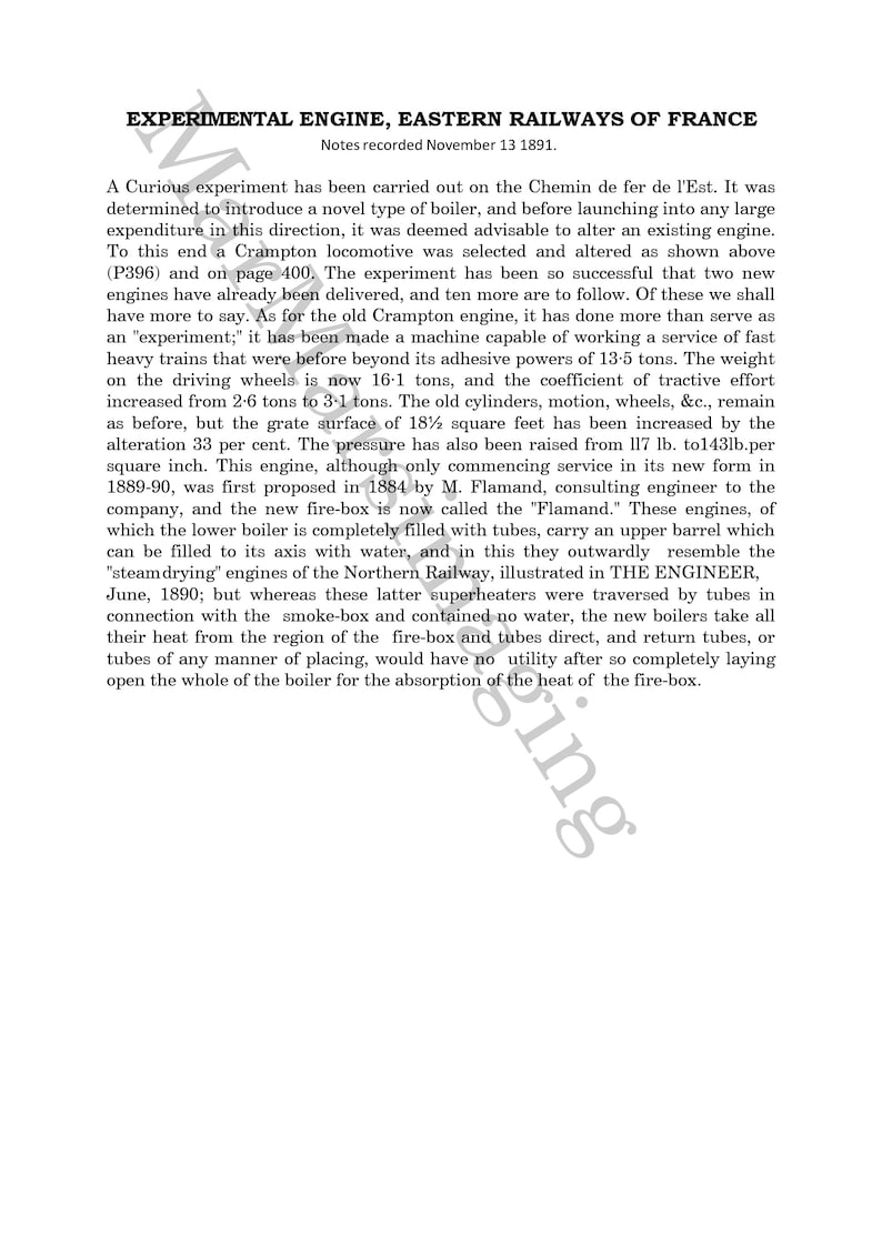 Double Boiler Engines, Express Locomotive Eastern Railways of France M ...