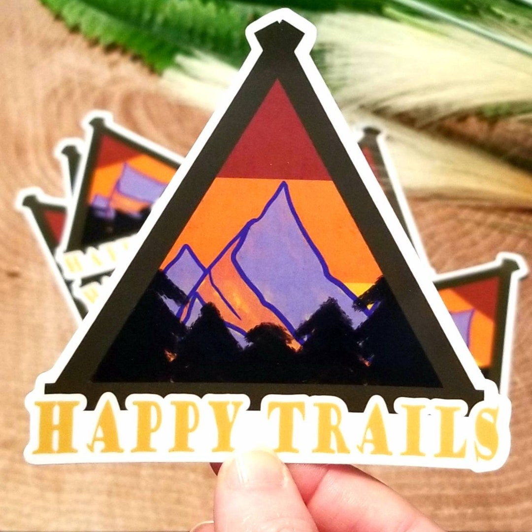 Happy Trails Campervan Bumper Sticker, 70s Hippie Nomad Granola Girl ...