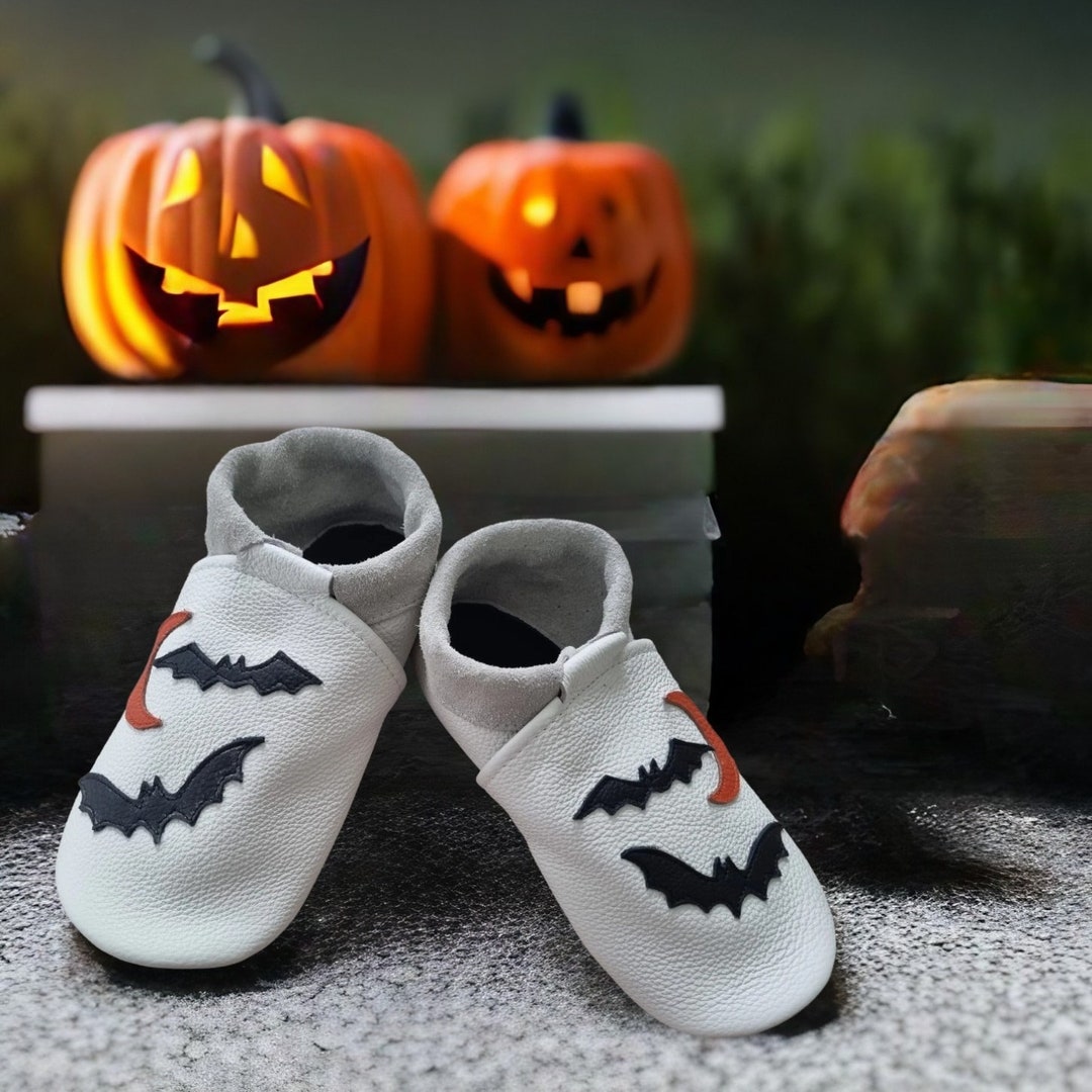 Halloween Slippers: Leather Spooky Slippers, Barefoot Footwear for ...