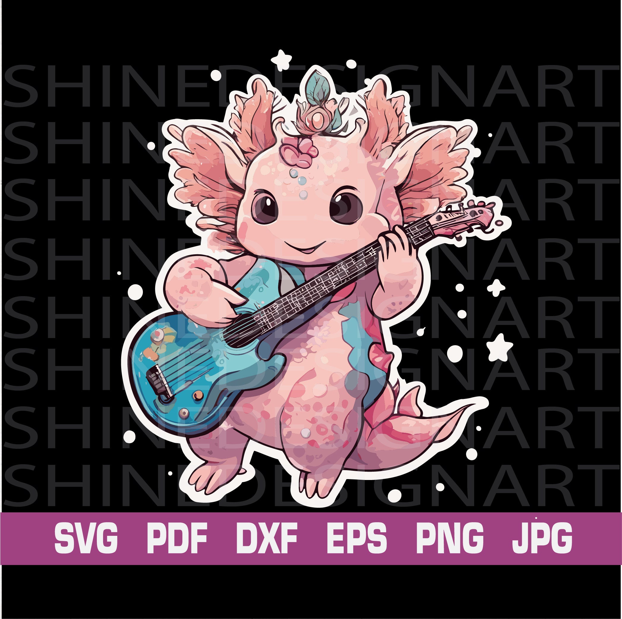 Axolotl Playing Guitar Svg,cute Axolotl Svg,funny Axolotl Svg,axolotl ...