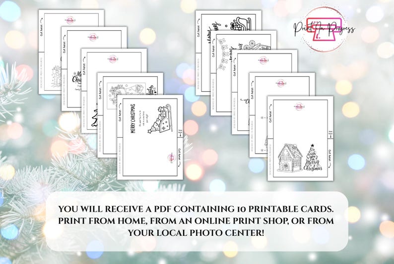 Printable Colorable Christmas Bundle, 10 Instant Download Holiday ...