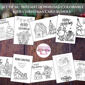 Printable Colorable Christmas Bundle, 10 Instant Download Holiday ...