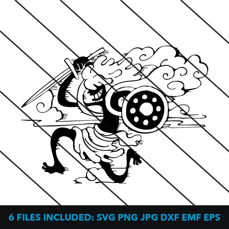 Luffy Nika Elbaph Sun God One Piece Silhouette Vector Svg Png Jpg Dxf ...