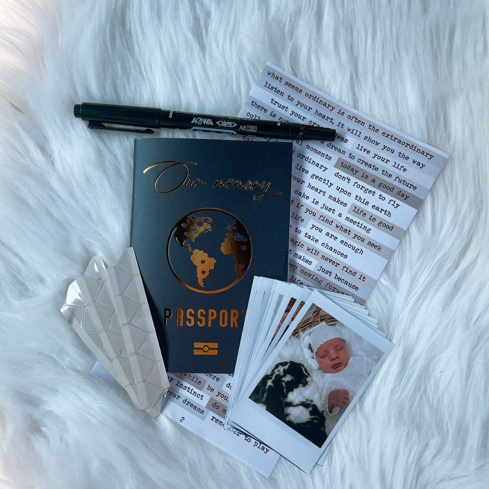 Our Memory Passport/ Quote Stickers/ 10 Prints/ 40 Photo Corners ...