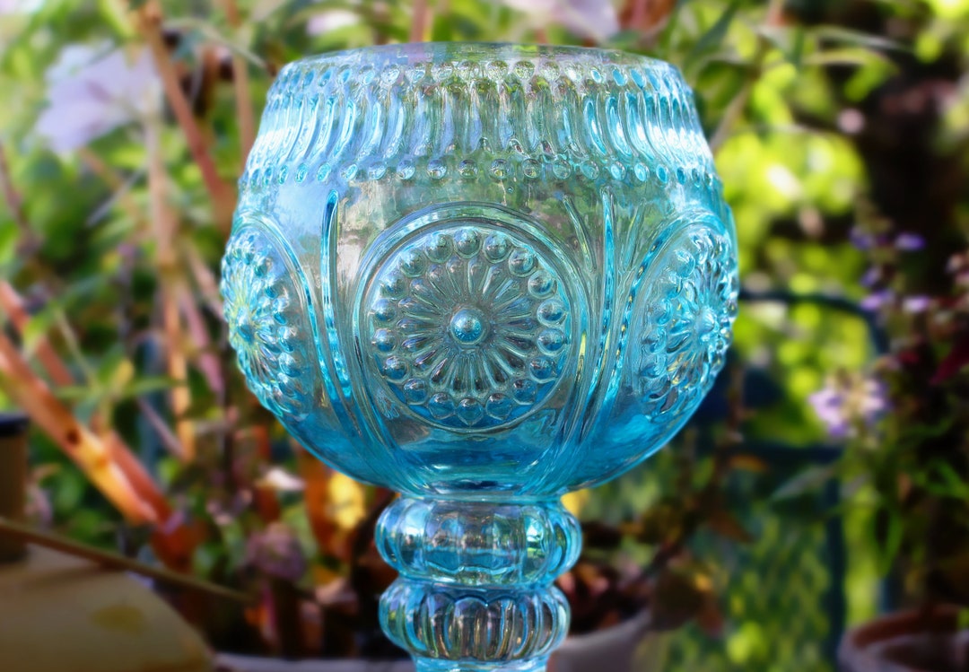 Stunning 1950s Ice Blue Italian Empoli Italy Adeline Glass Vase Candle ...