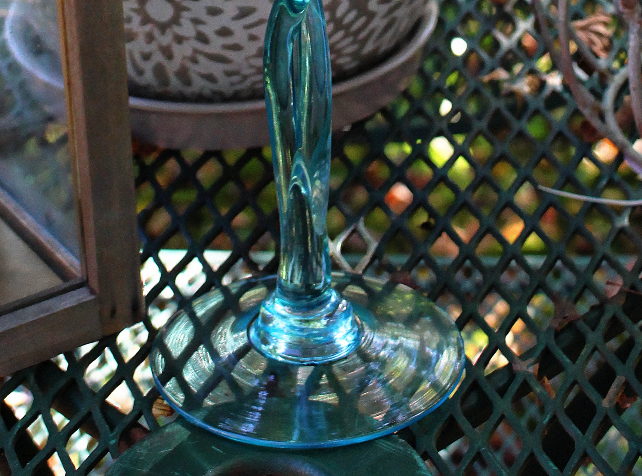 Stunning 1950s Ice Blue Italian Empoli Italy Adeline Glass Vase Candle ...
