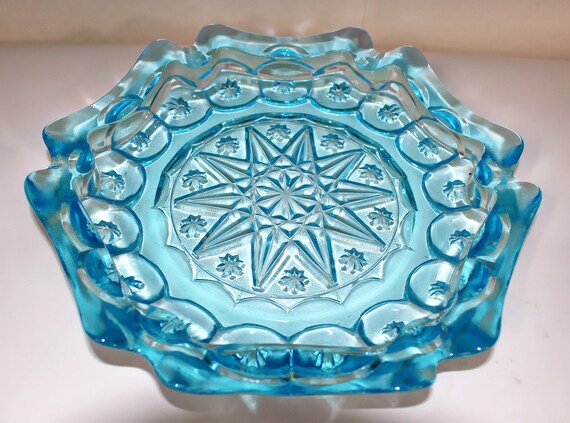 Large Vintage L.E. Smith Moon and Star Pattern Glass Colonial - Etsy