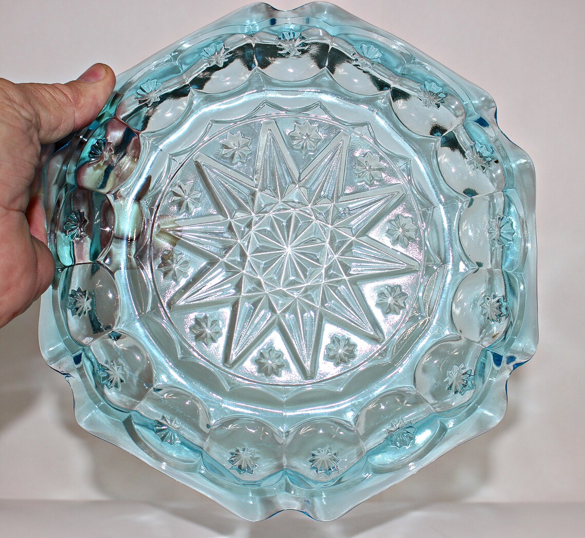Large Vintage L.E. Smith Moon and Star Pattern Glass Colonial - Etsy