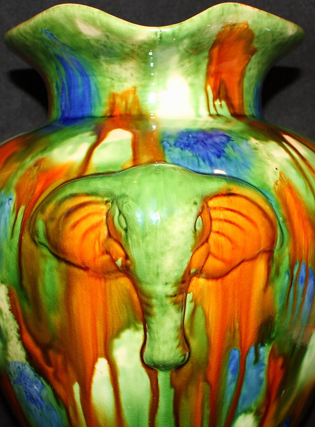 Rare Vintage Multi-color Drip Glaze Pitcher With Unique - Etsy
