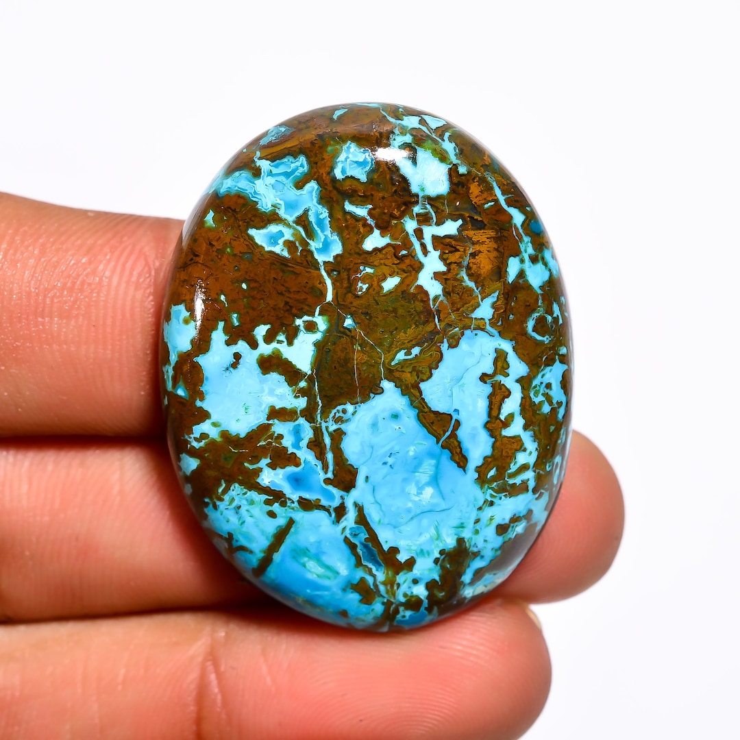 Oval Chrysocolla Cabochon: Blue Brown Gemstone (38x29x7 MM) - Etsy