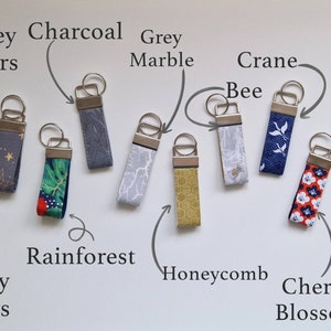 Mini Key Fobs, Upcycled Fabric Keyring Key Chain, Cotton Wristlet ...
