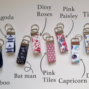 Mini Key Fobs, Upcycled Fabric Keyring Key Chain, Cotton Wristlet ...