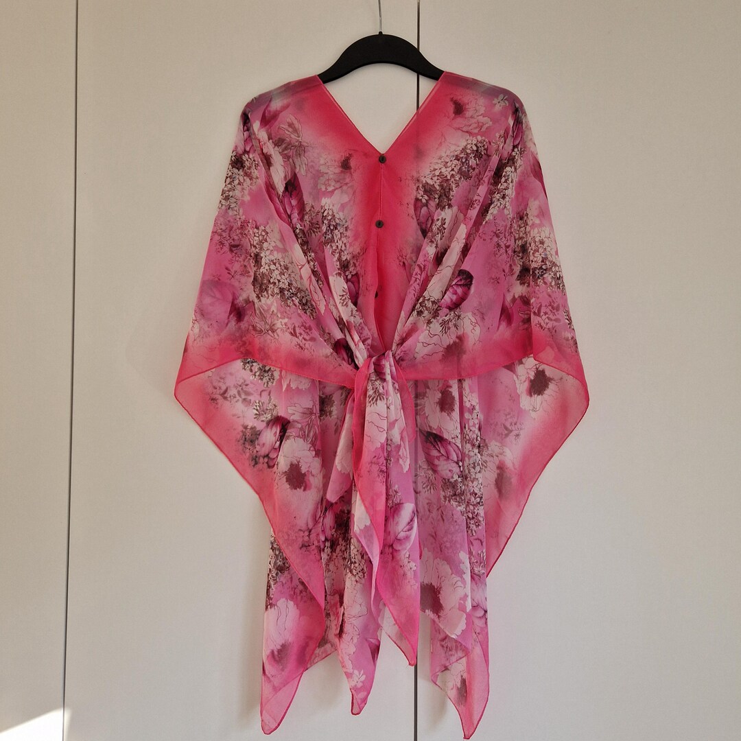 Pink Hydrangeas Kaftan and Top in One, Blouse to Evening Wear to Beach ...