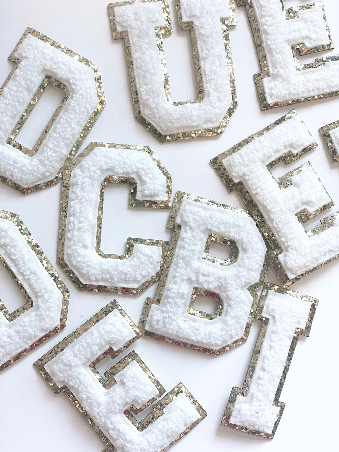 Varsity Chenille Letter Patch White and Gold Letter Patch Iron-on - Etsy