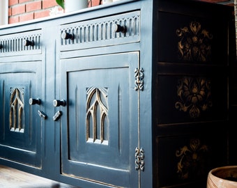 SOLD Blue Sideboard Vintage Cabinet Upcycled Furniture - Etsy