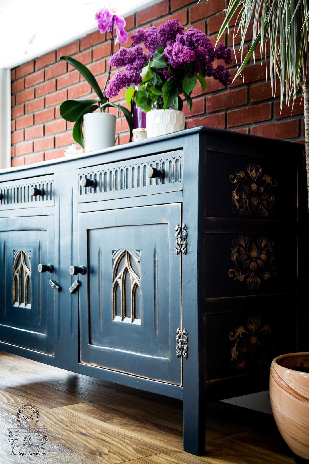 SOLD! Blue Sideboard, Vintage Cabinet, Upcycled Furniture, Hand Painted ...