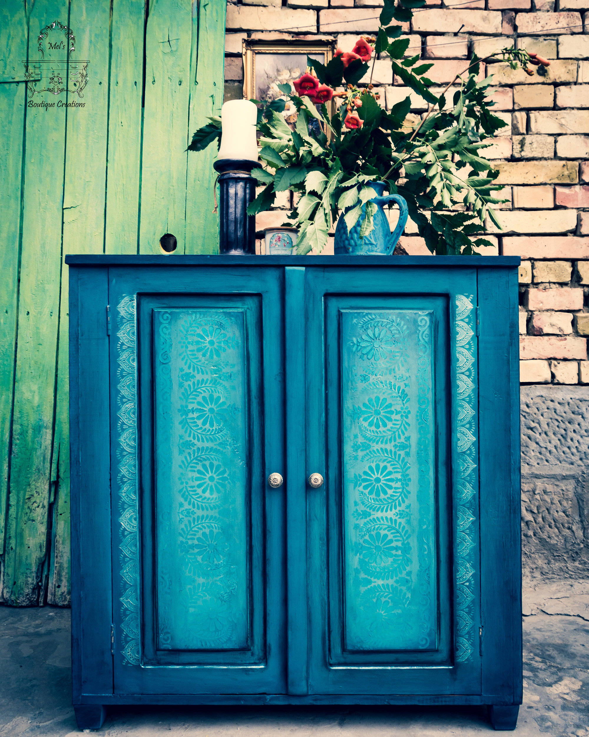 SOLD Blue Sideboard Vintage Cabinet Upcycled Furniture - Etsy