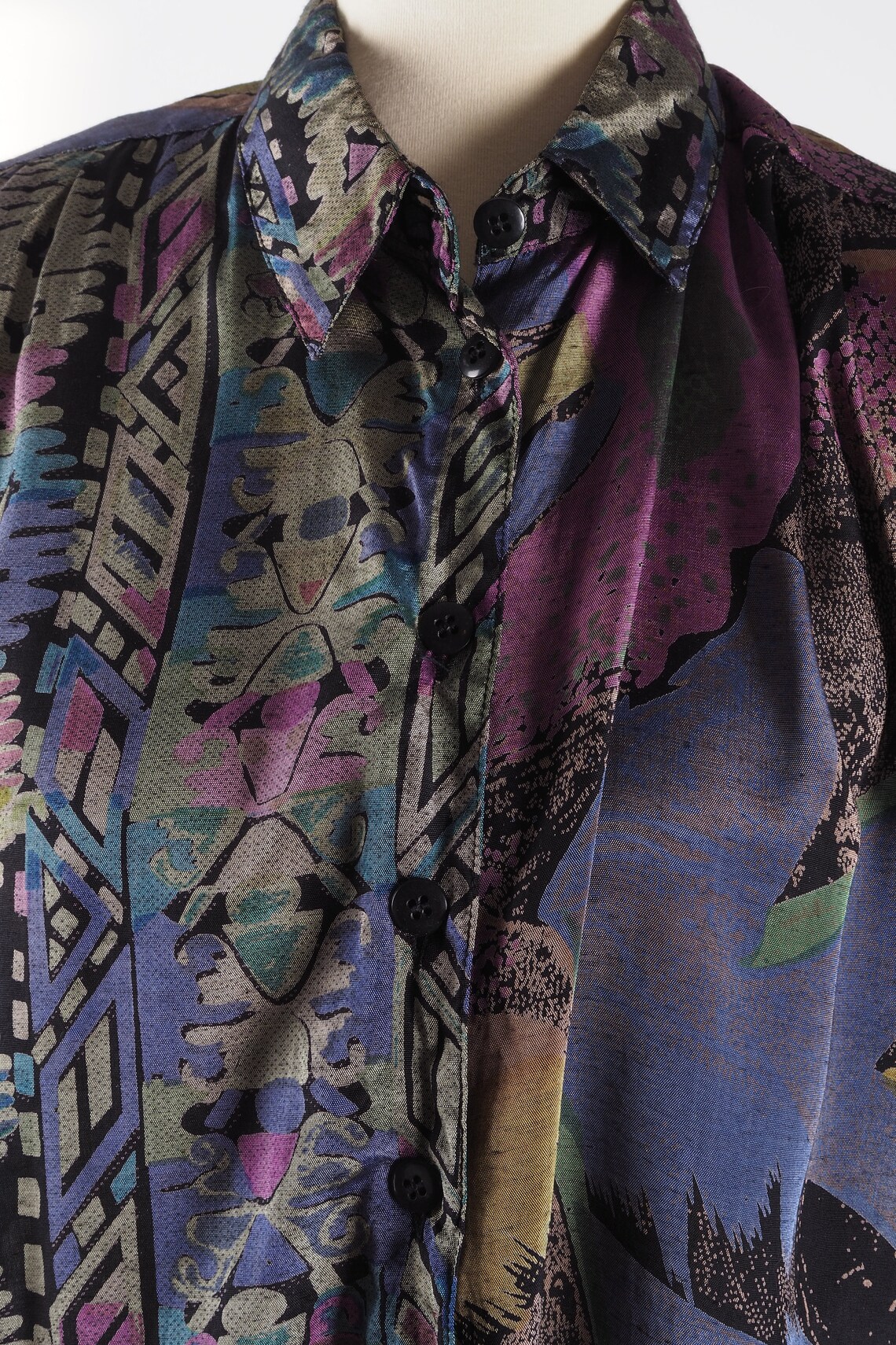 Vintage Women's Crazy Patterns Abstract Graphic Print Long Sleeve Shirt ...