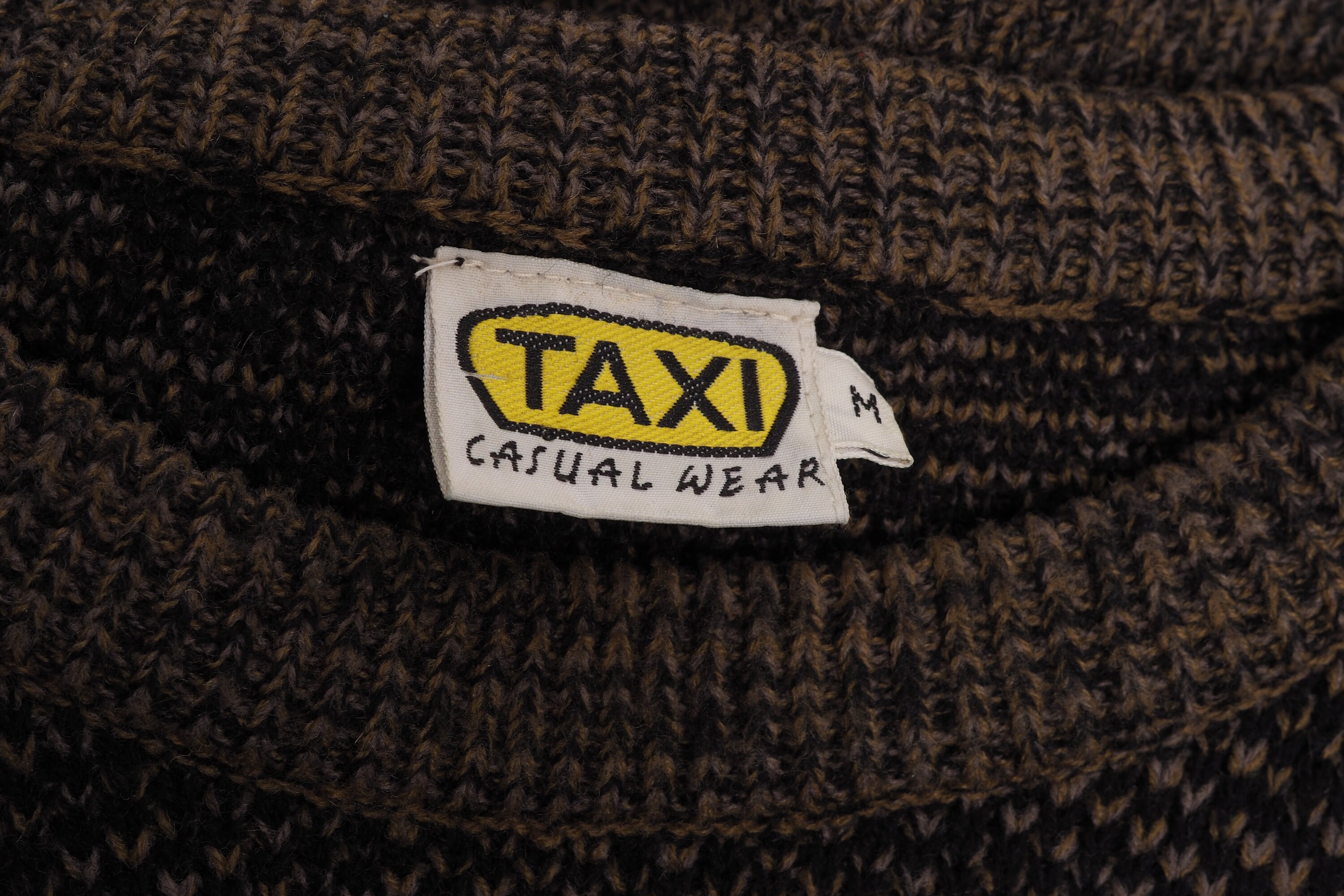 Vintage Mens Taxi Crazy Patterns Geometric Sweater Knit Acryl Wool ...