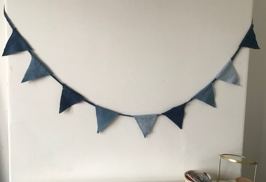 Denim Bunting, Denim Flag Garland, Rustic Home Decor, Holiday Decor ...